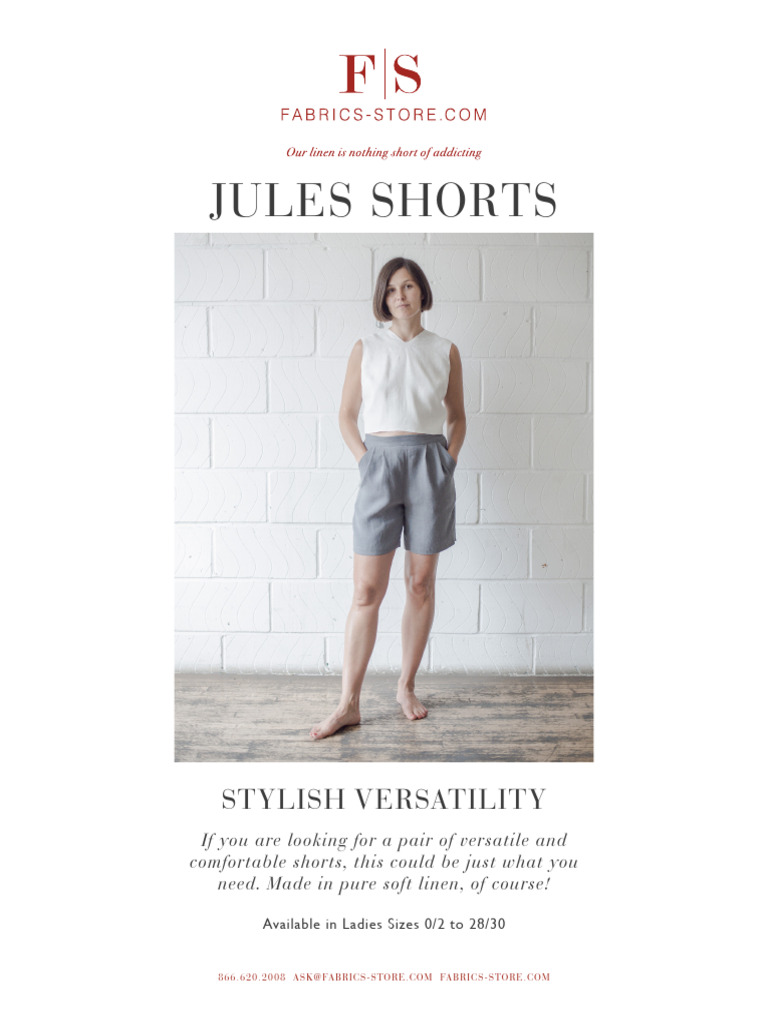 Fabrics-store-Jules - Pleated Shorts Pattern-1 | PDF | Seam (Sewing ...