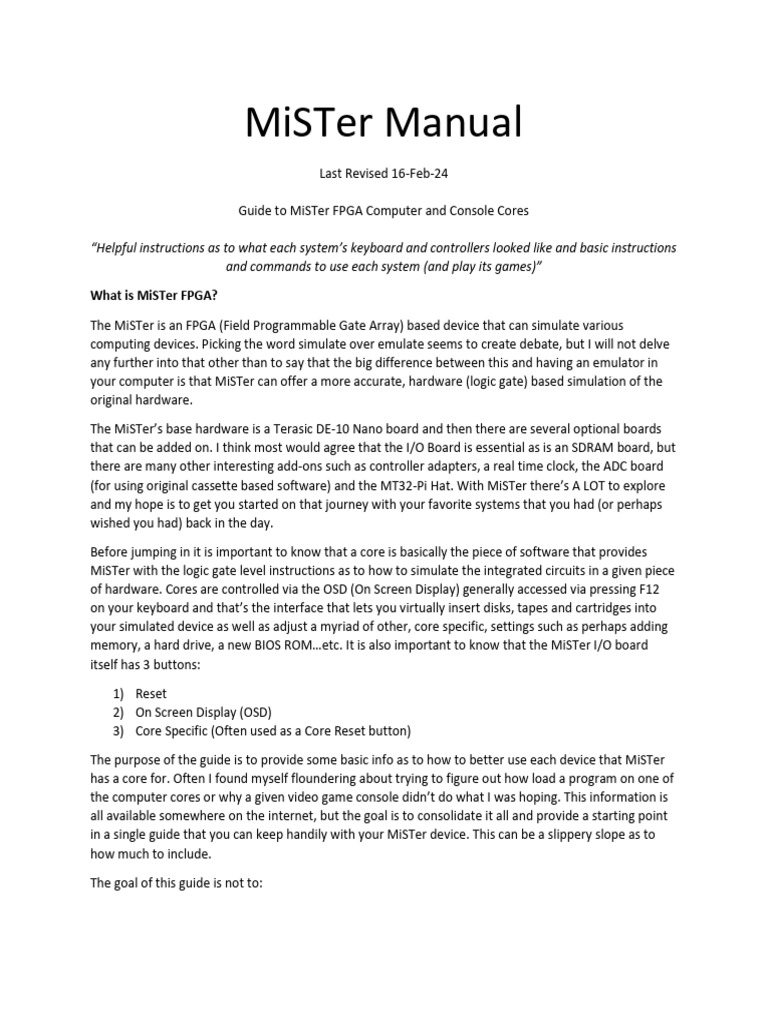 MISTer Manual | PDF | Floppy Disk | Booting