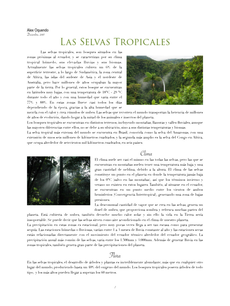 Las Selvas Tropicales Ciencias | PDF | Deforestación | Selva