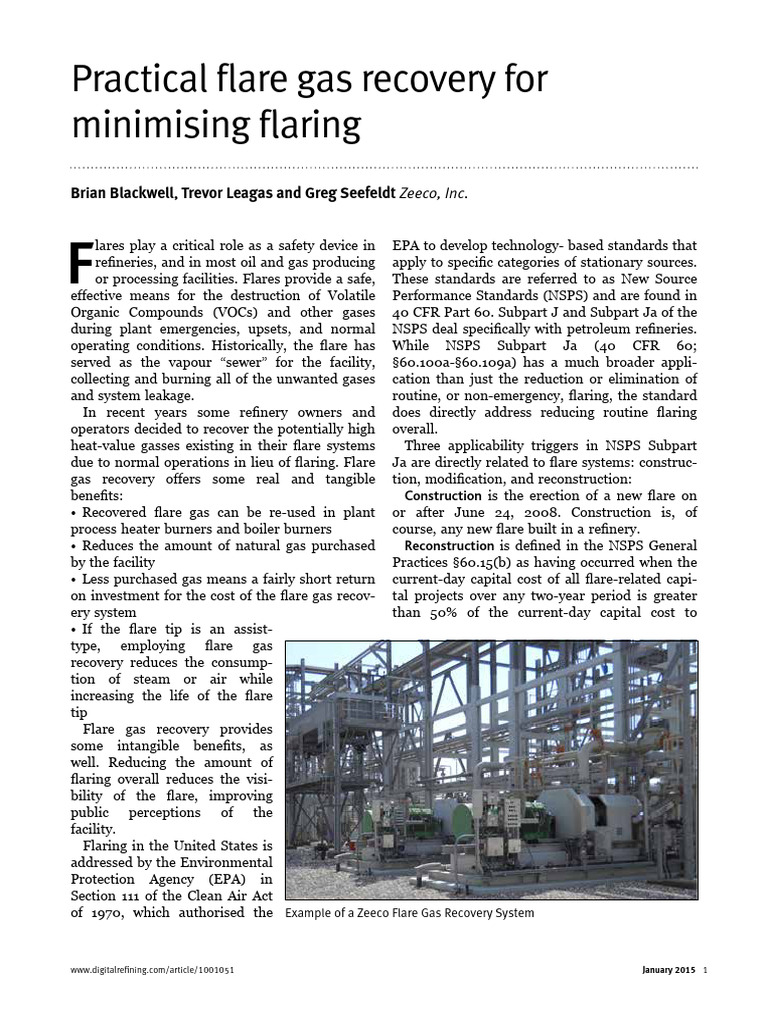 Flare Gas recovery (FGR) | PDF | Gas Technologies | Energy Technology