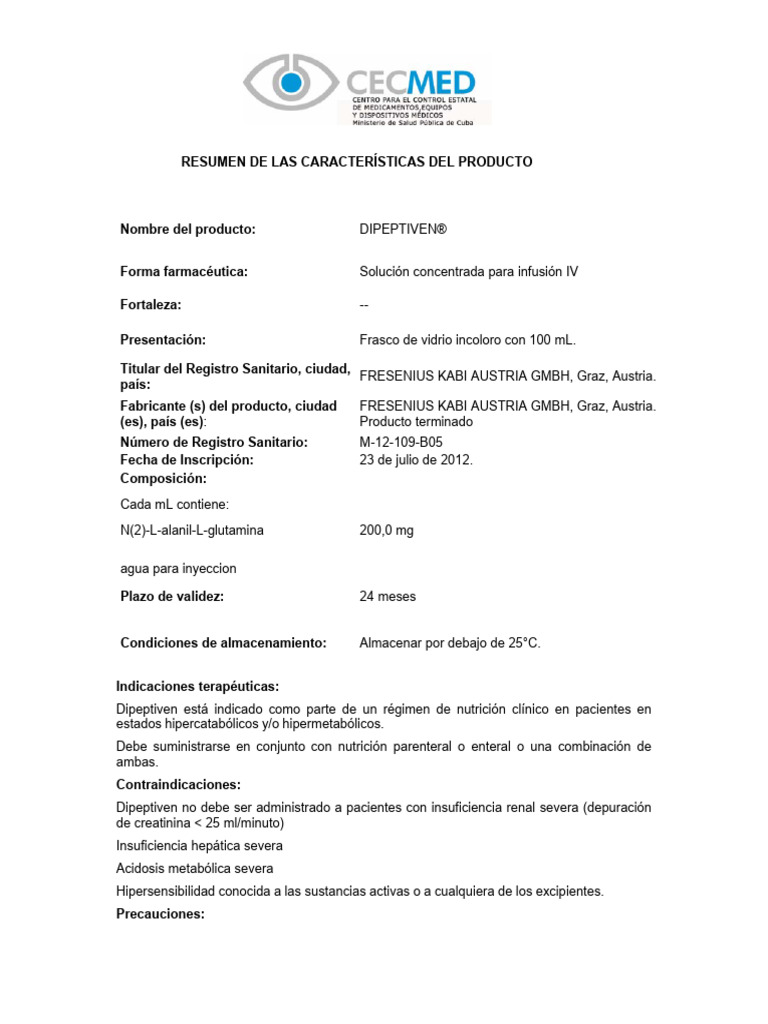 M12109B05 Dipeptiven | PDF | Farmacología | Especialidades Medicas