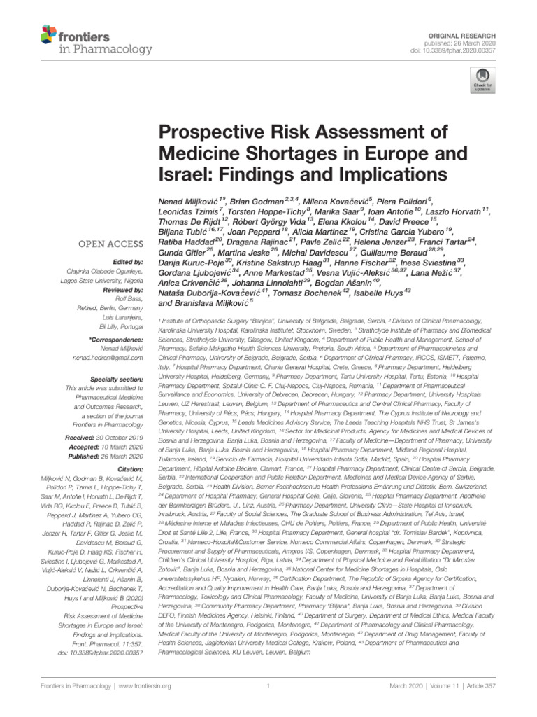 Medicine Shortages Risk Assessment Europe | PDF | Risk | Medicine