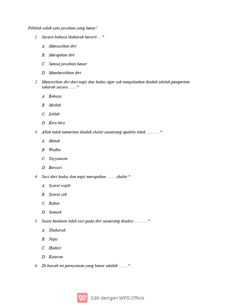 Soal Tutorial Ibadah | PDF
