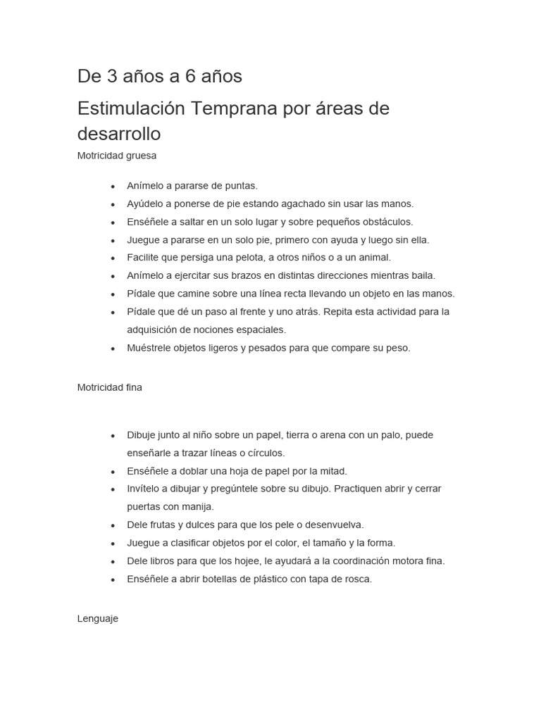 Estimulación Temprana: Desarrollo Infantil 3-6 Años | PDF | Ritmo | Mano