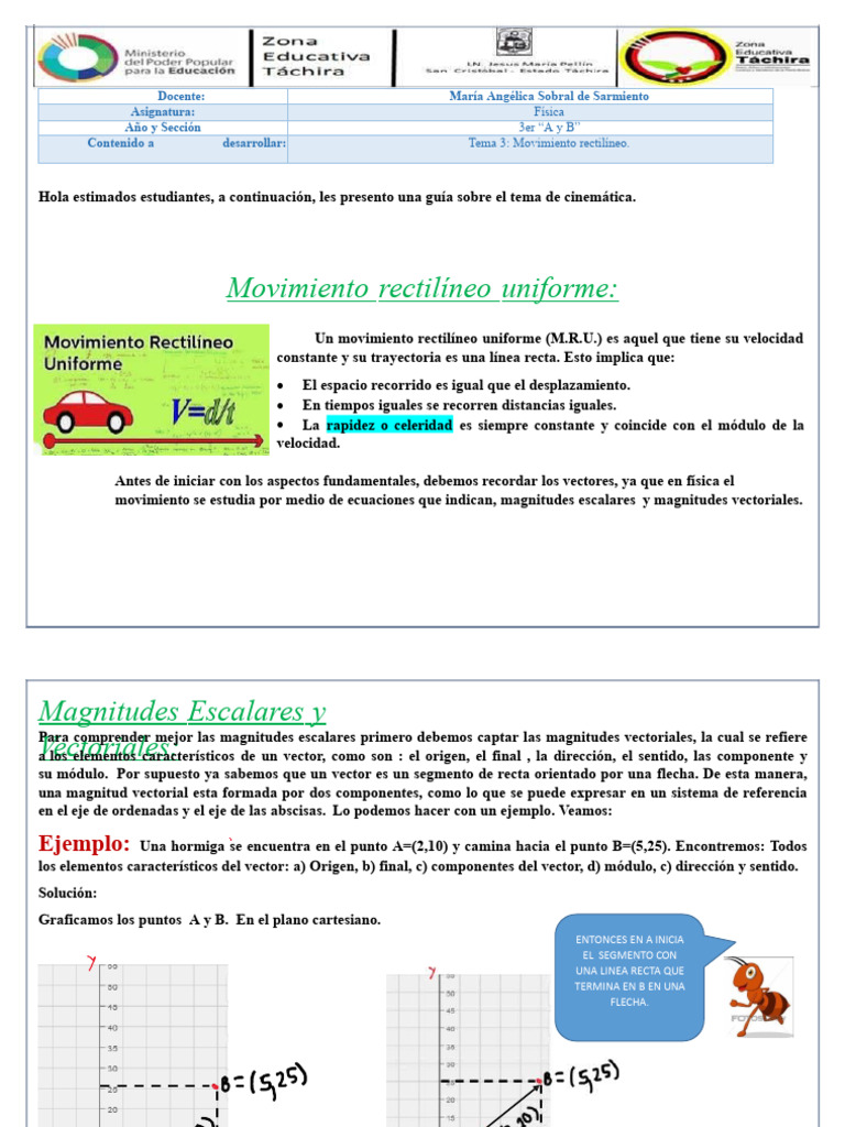 Fisica 3ero Guia 3 Cinemática | PDF | Vector Euclidiano | Velocidad