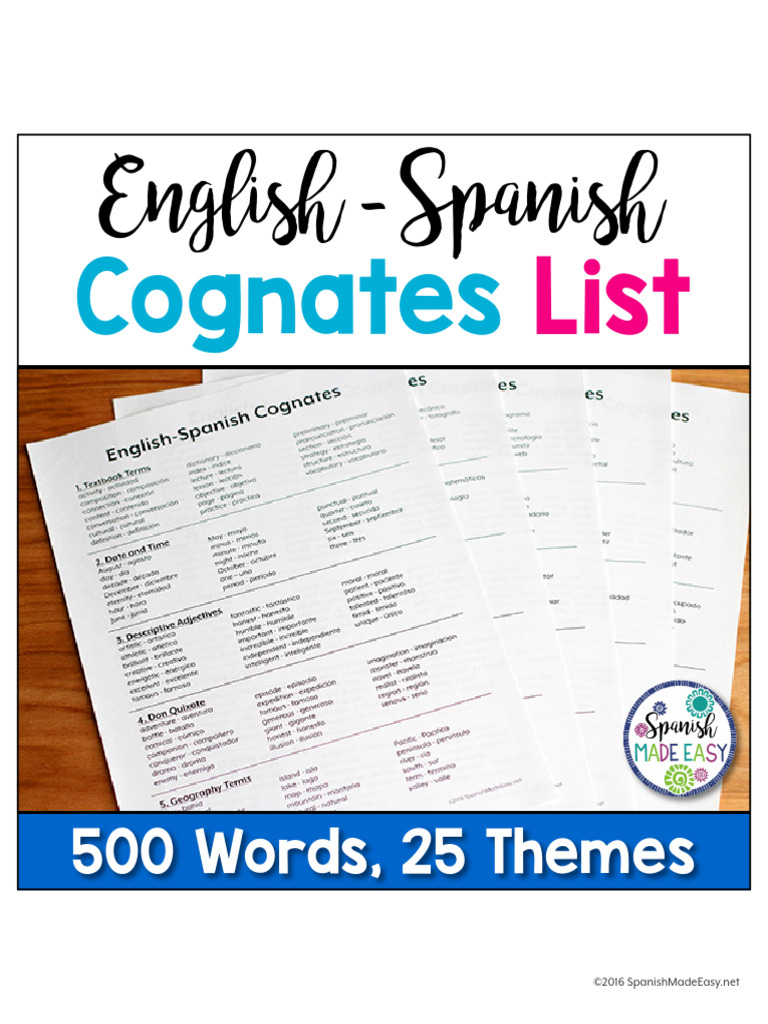 English - Spanish: Cognates | PDF