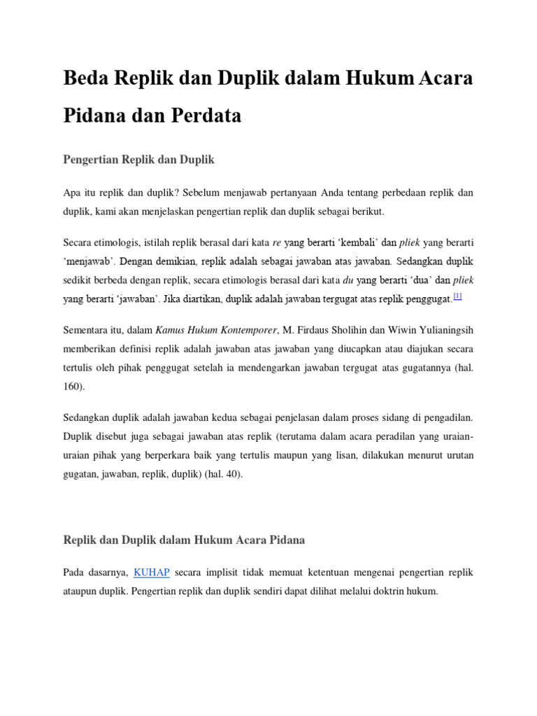 Uploads 39yc Dokumen Uu 2024 04 Beda Replik Dan Duplik Dalam Hukum Acara Pidana Dan Perdata | PDF