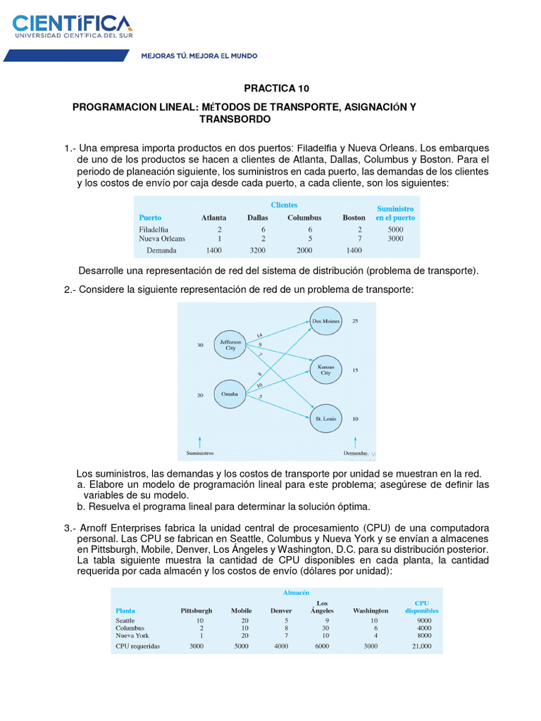 Tarea 10 | PDF | Programación lineal | Transporte