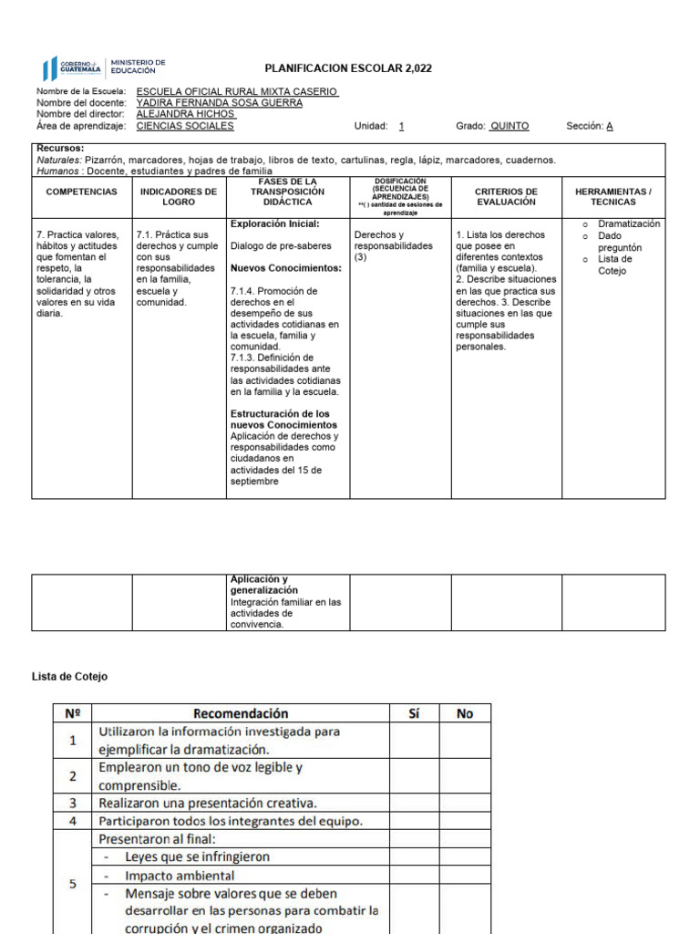 PLANIFICACIÓN | PDF | Escuelas | Maestros