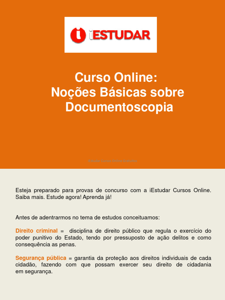 Curso de Documentoscopia Online Gratuito | PDF | Testemunha especializada