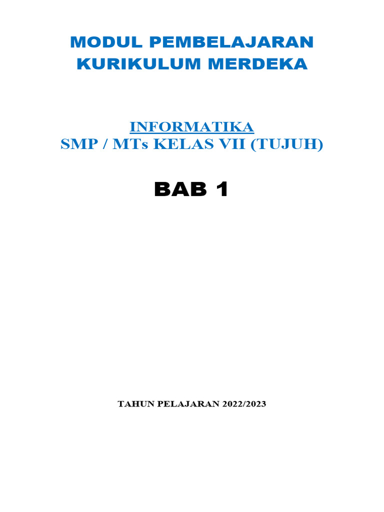 Modul Informatika KLS 7 | PDF | Seni | Komputer