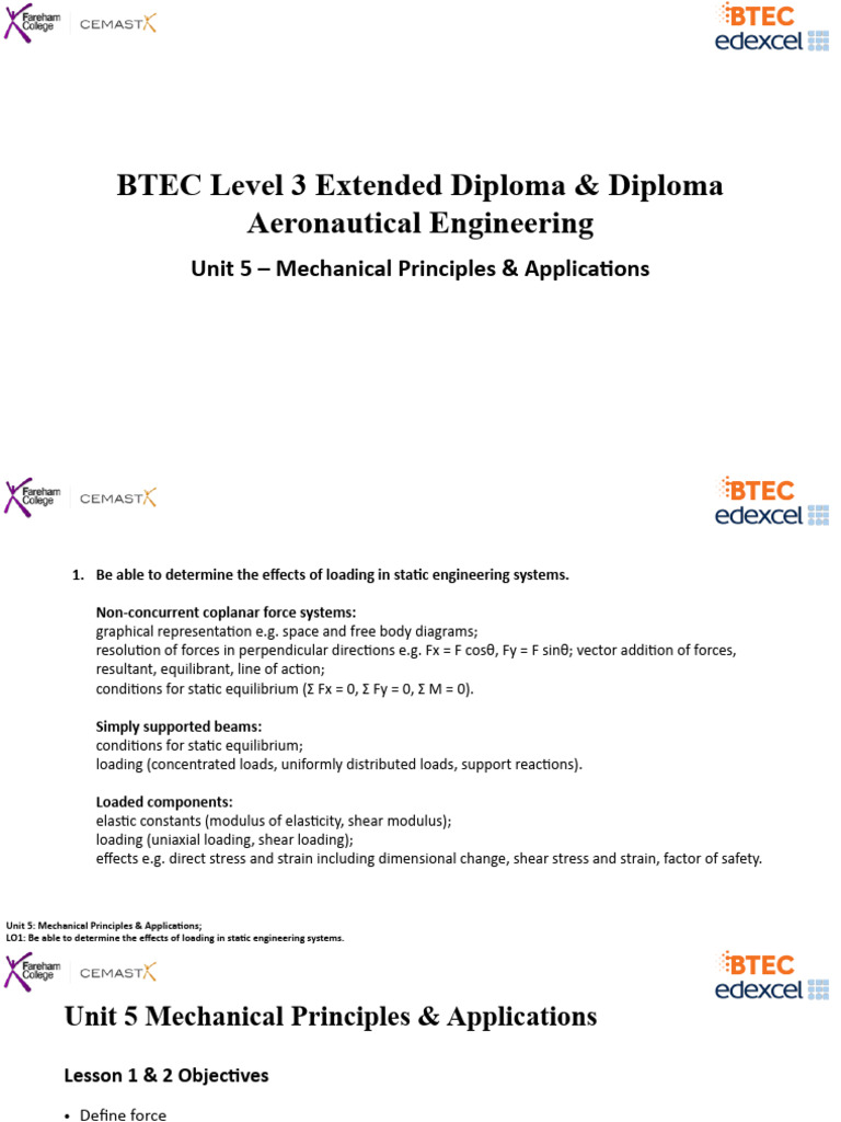 Unit 5 Mechanical Principles LO1 Lesson 1 | PDF | Force | Friction