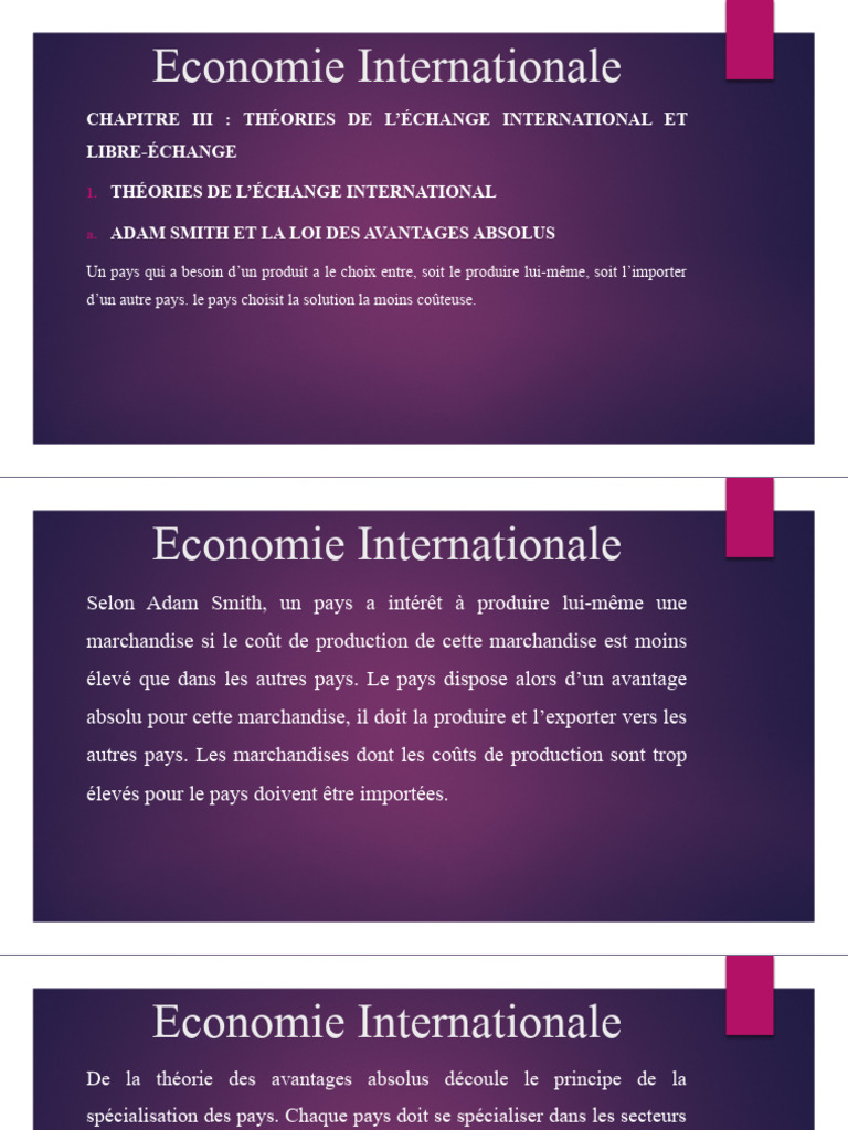 Théories de l'Échange International | PDF | Libre-échange | Avantage ...