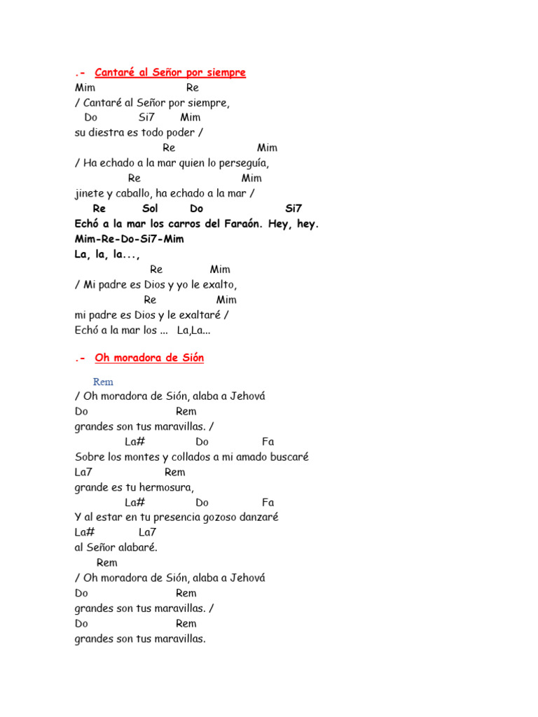 Cantaré Al Señor Por Siempre | PDF
