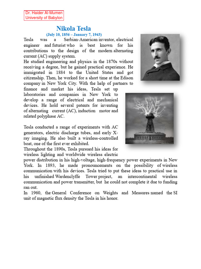 Tesla & Edison's Inventive Legacies | PDF | Nikola Tesla | Thomas Edison