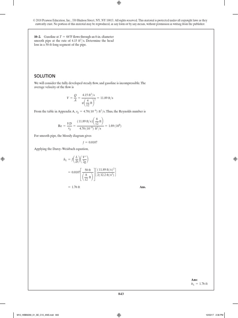Head Loss and Darcy Weisbach Equation Problems | PDF | Reynolds Number | Fluid Dynamics