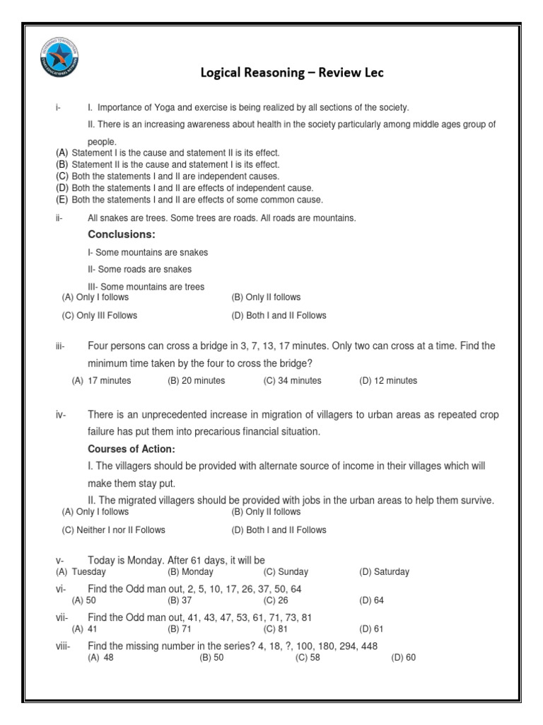 Review Lec - Logical Reasoning | PDF