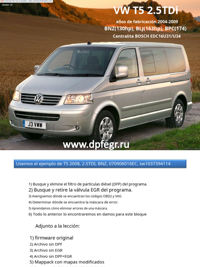 Modificaciones ECU VW T5 2.5TDi | PDF | Ventana (informática) | Gases