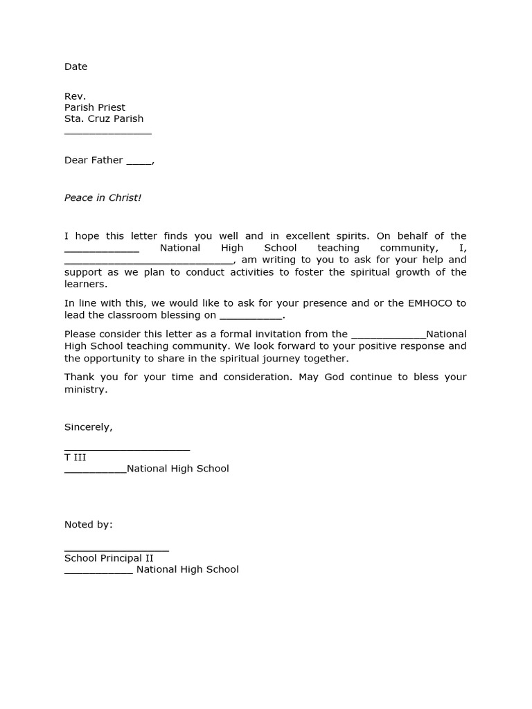 LETTER REQUEST FOR SCHOOL BLESSING | PDF