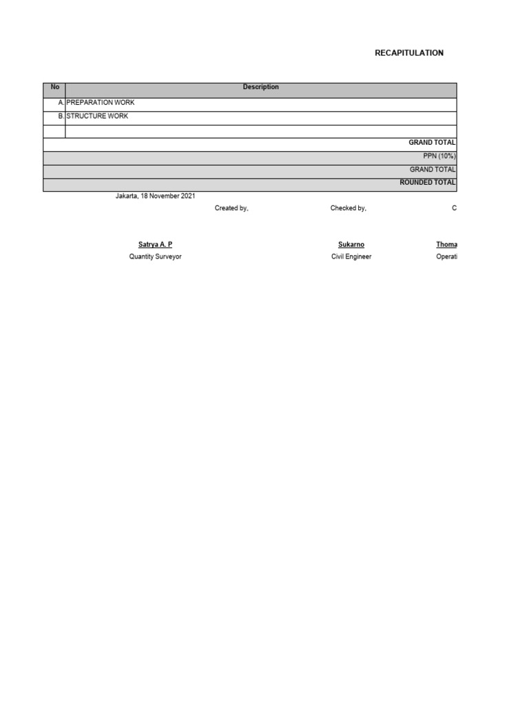 BoQ Loading Ramp - Blank | PDF | Civil Engineering | Natural Materials