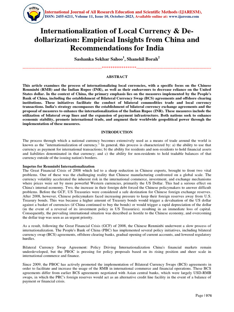 Internationalization of Local Currency & Dollarization | PDF | Renminbi ...