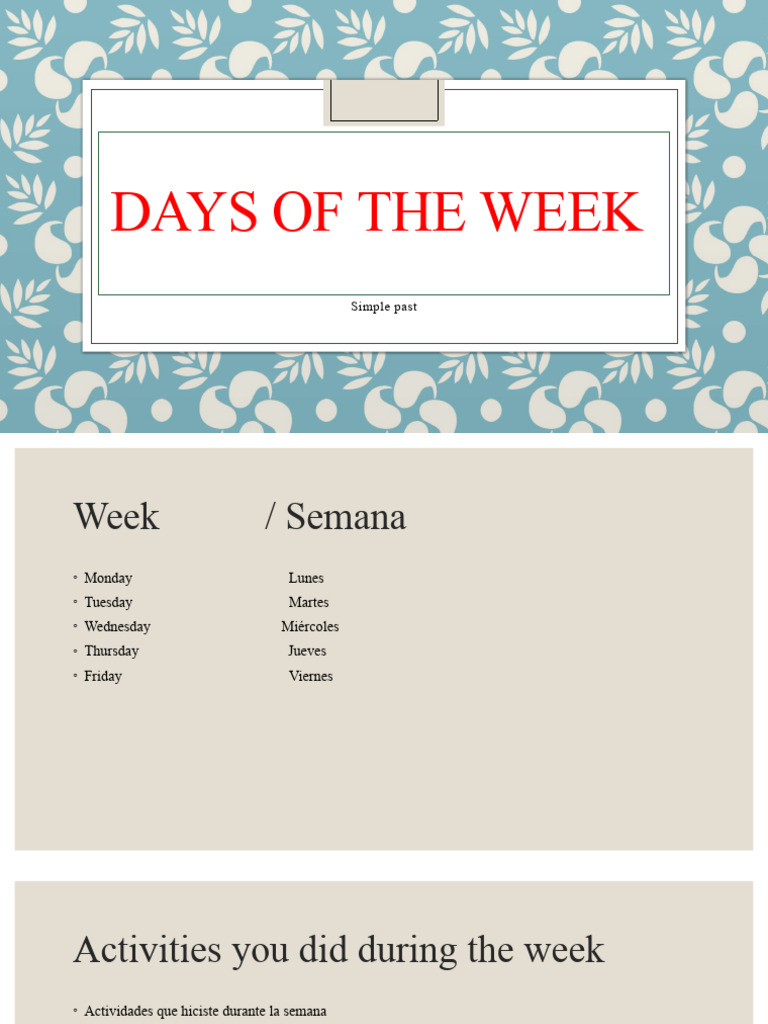 Days of the Week | PDF