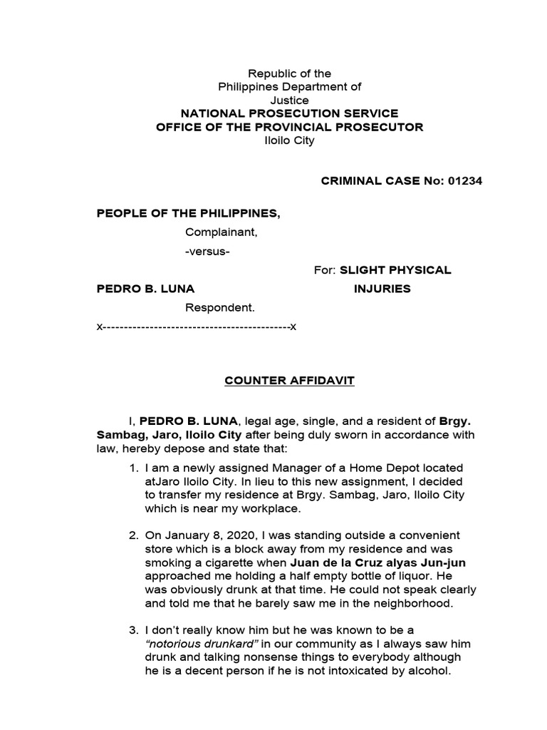 counter-affidavit-sample (3) | Download Free PDF | Affidavit | Legal ...