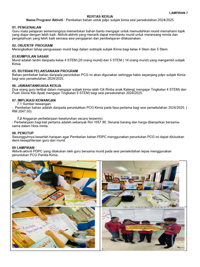 Kertas Cadangan Pembelian PCG Kimia | PDF