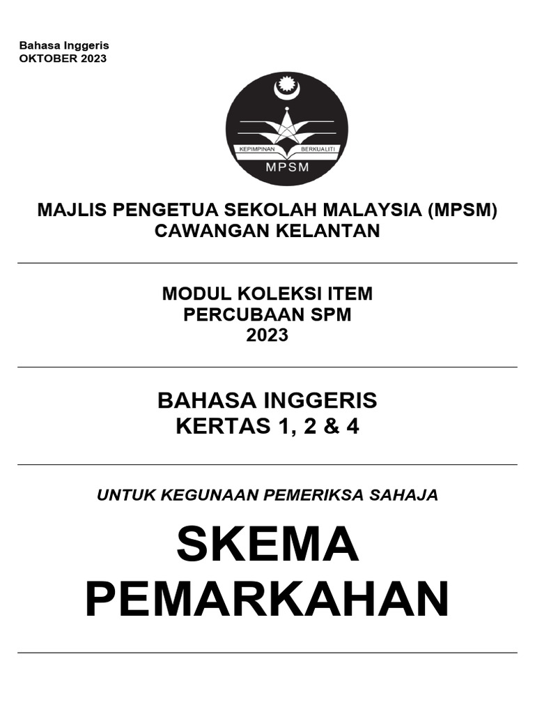 SPM Trial Answer Scheme 2023 | PDF | Vocabulary | Human Communication