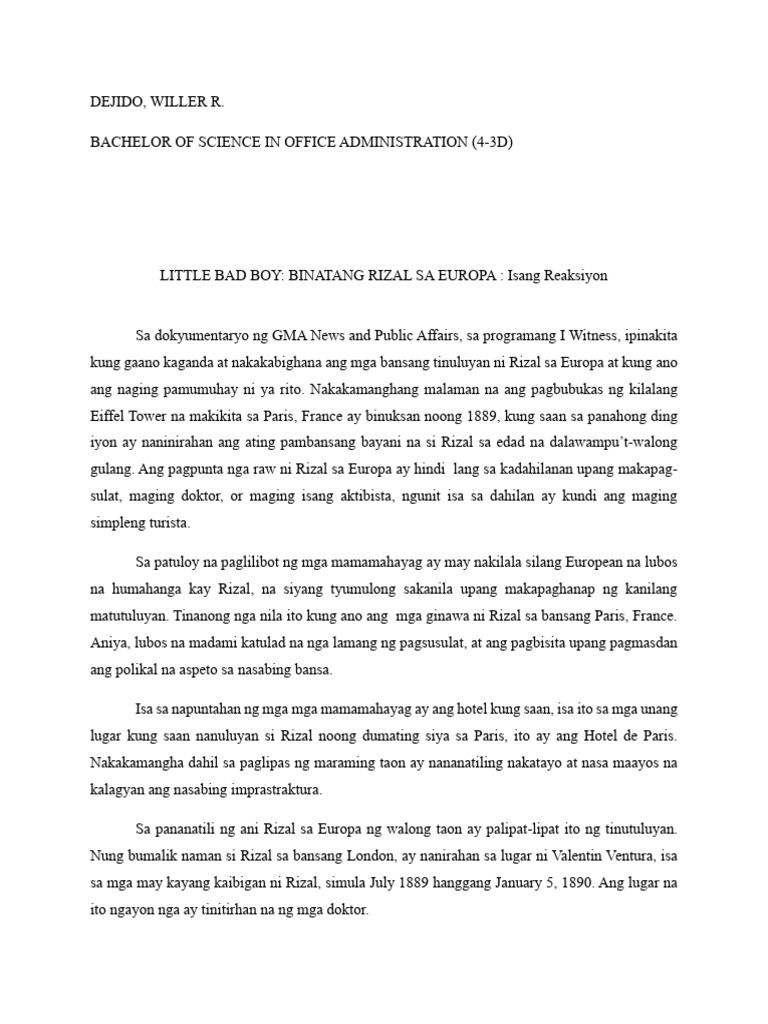 Reaction Paper # 2 | PDF
