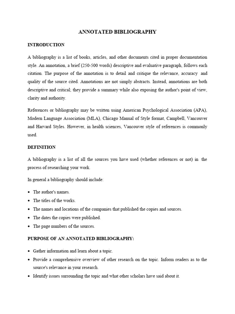Annotated Bibliography Pdf Citation Writing