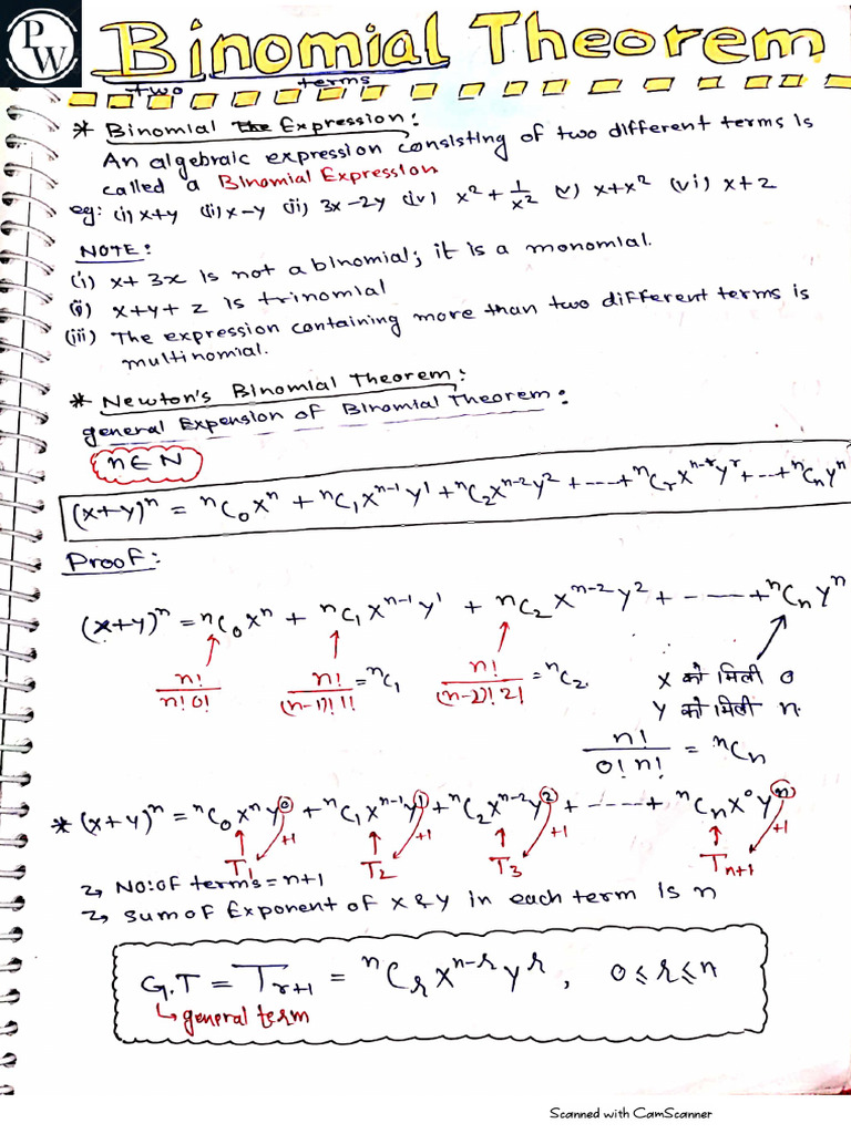 632edc75bacce80019b220f6 - ## - Binomial Theorem: Short Notes - Prayas ...