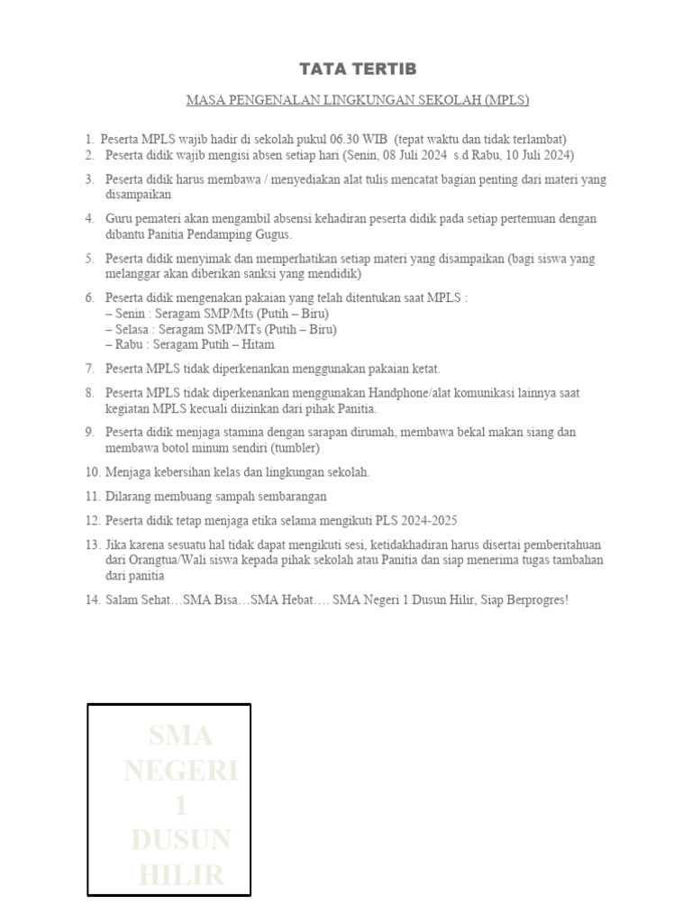 Tata Tertib MPLS 2024 | PDF | Karier & Perkembangan | Perjalanan