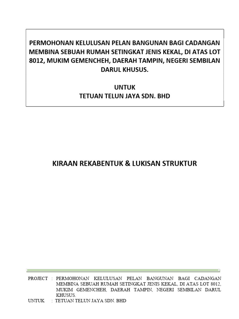 Structural Report MR Wong (Gemencheh 8012) | PDF | Beam (Structure ...