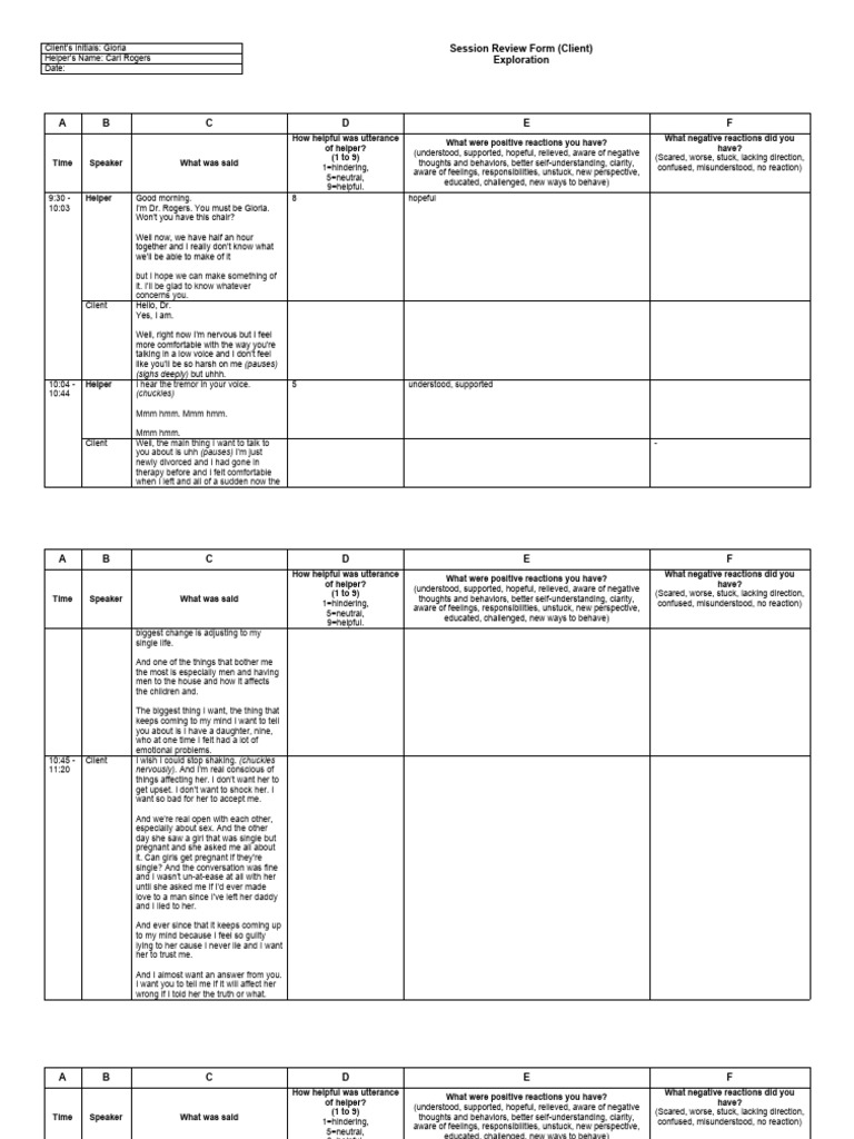 6 Review of Exploration Session by Client-3 | PDF | Thought | Feeling