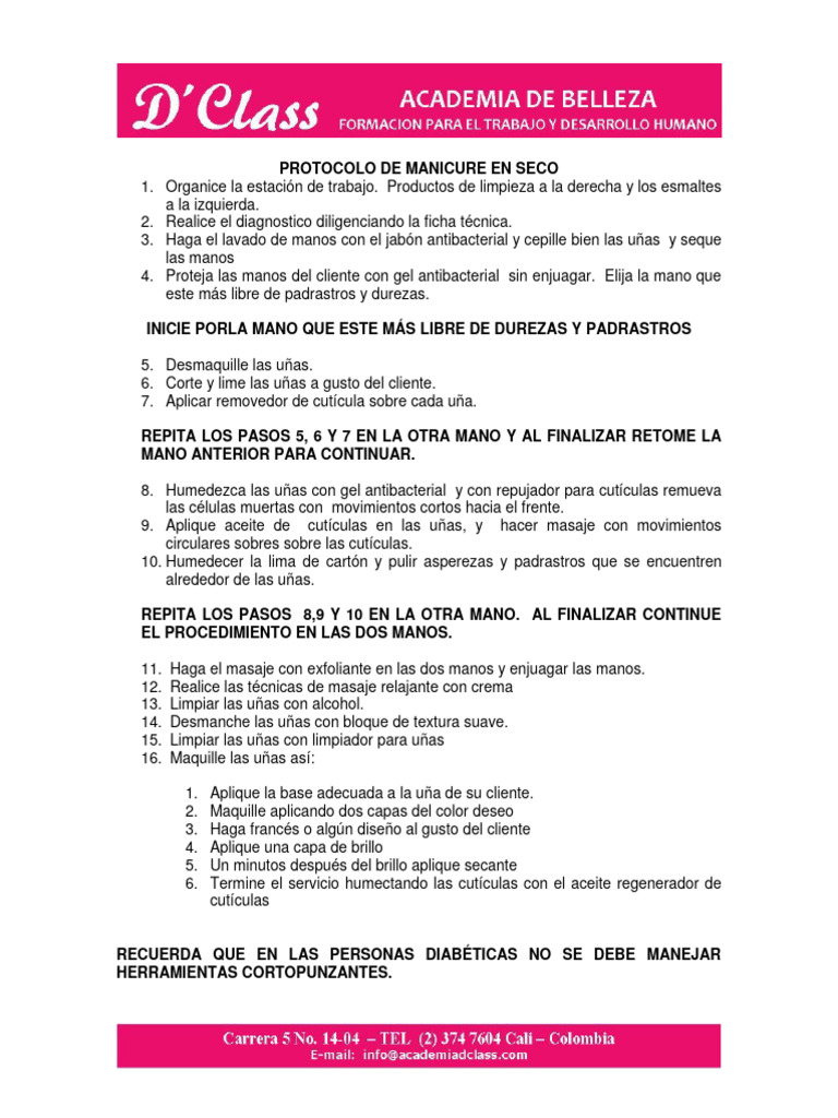 Protocolos - Mani - y - Pedi 2 | PDF | Clavo (anatomía) | Lavado de manos