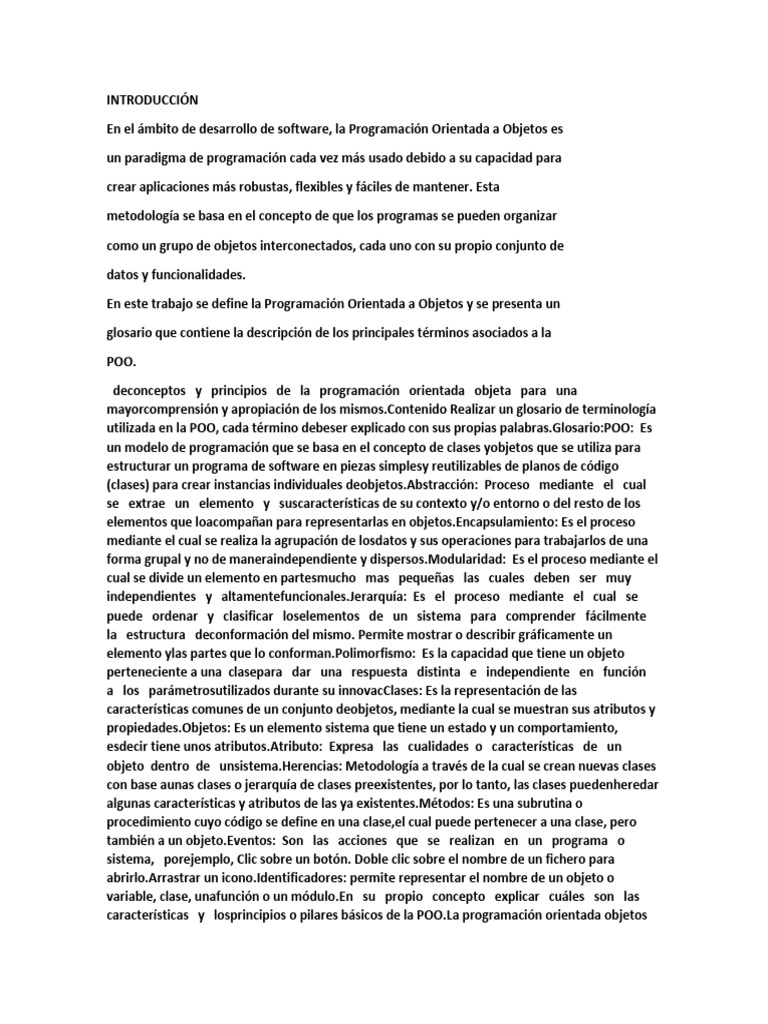 Taller De Conceptos Y Principios De Programación Orientada A Objetos Pdf Programación