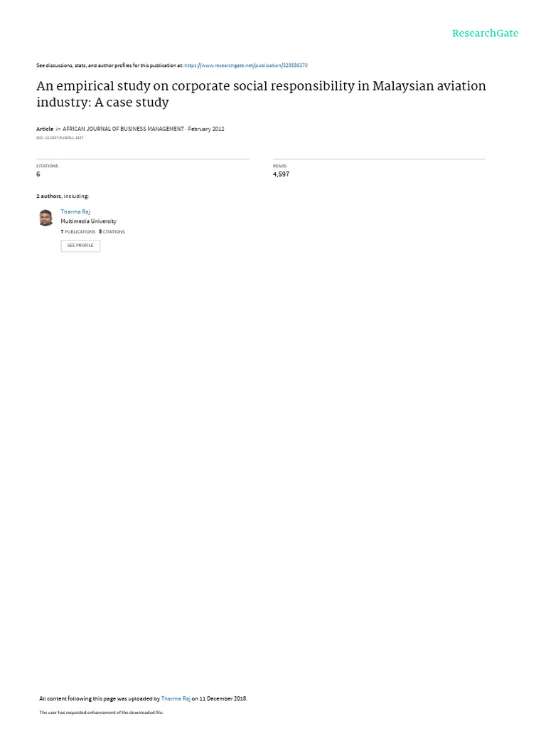 CSR_in_Malaysian_Aviation_Industry | PDF | Corporate Social ...