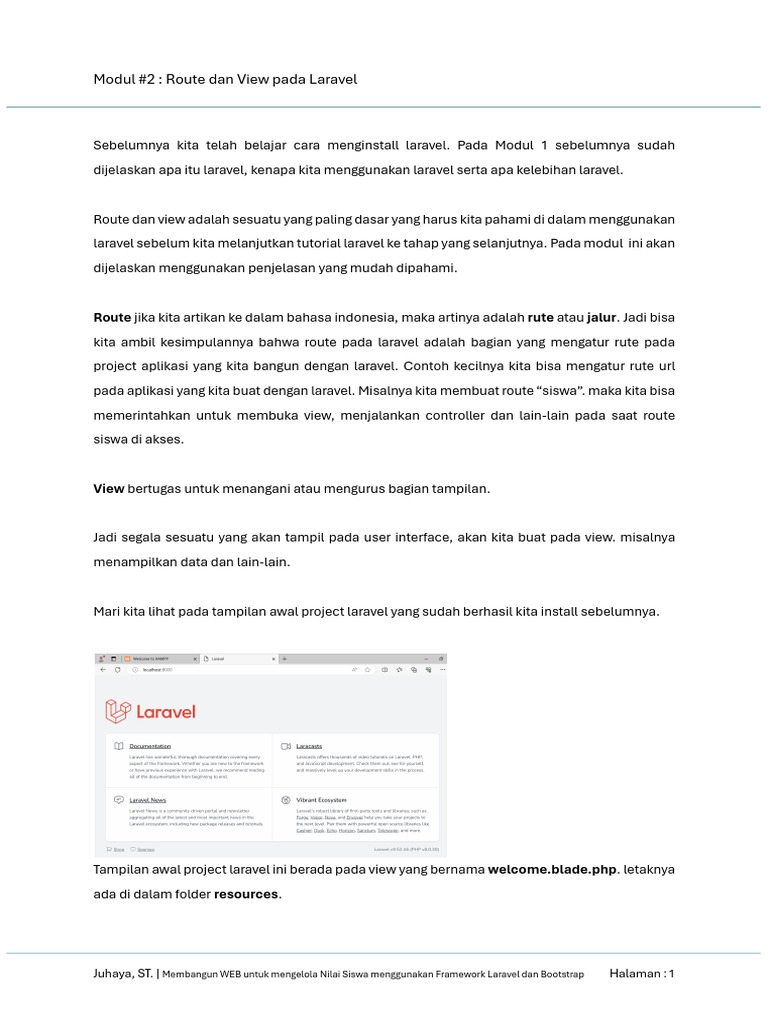 Modul 2 - Route Dan View Pada Laravel | PDF