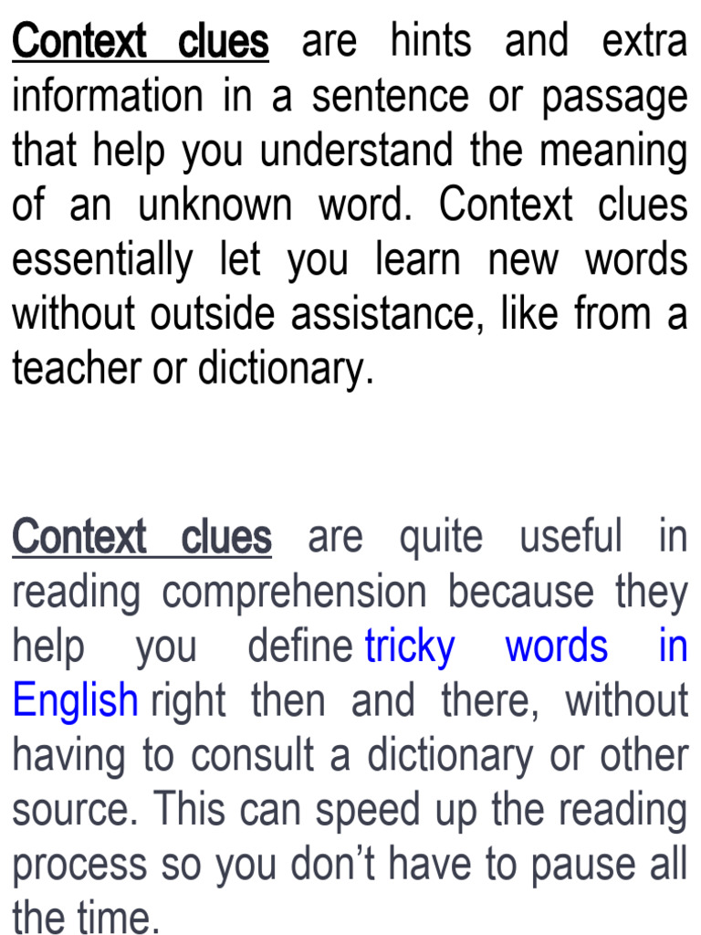 CONTEXT CLUES | Download Free PDF | Word | Definition