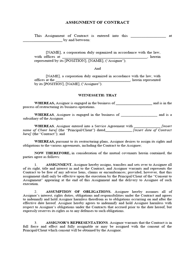 Assignment of Contract | PDF | Assignment (Law) | Legal Concepts
