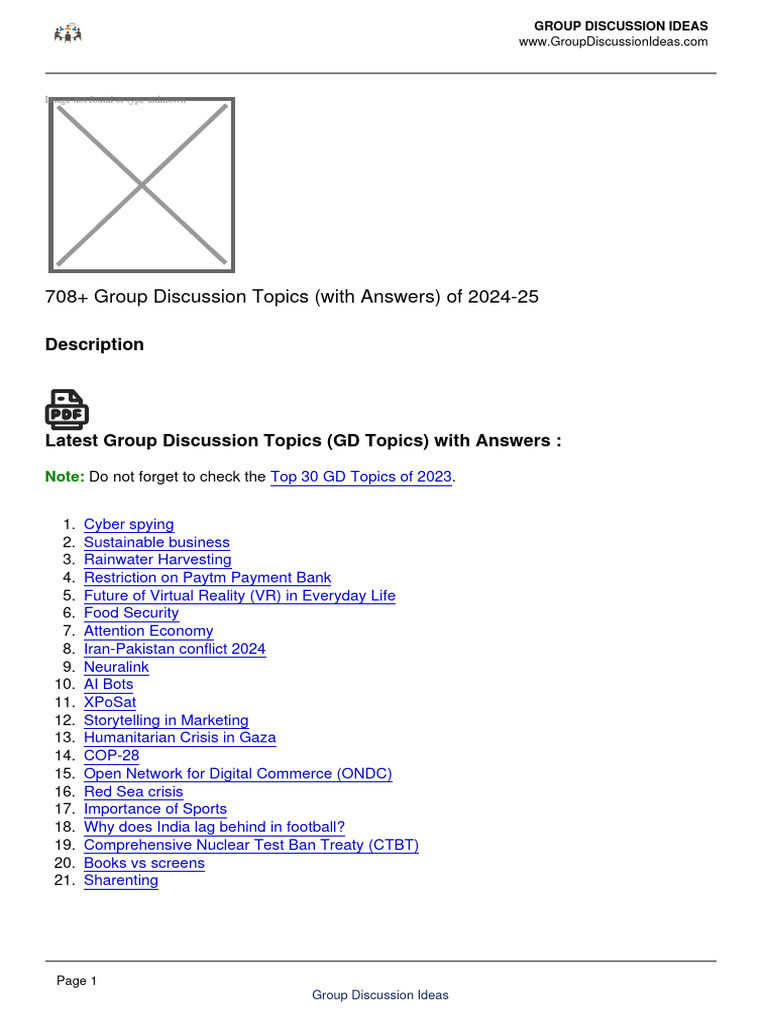 708+ Group Discussion Topics 2024-25 | PDF | Poverty | Poverty ...