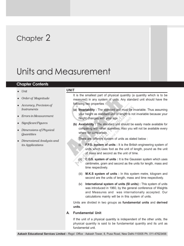 (@TEAMFLOOD) Units and Measurement Aakash RM Modules PDF | PDF ...