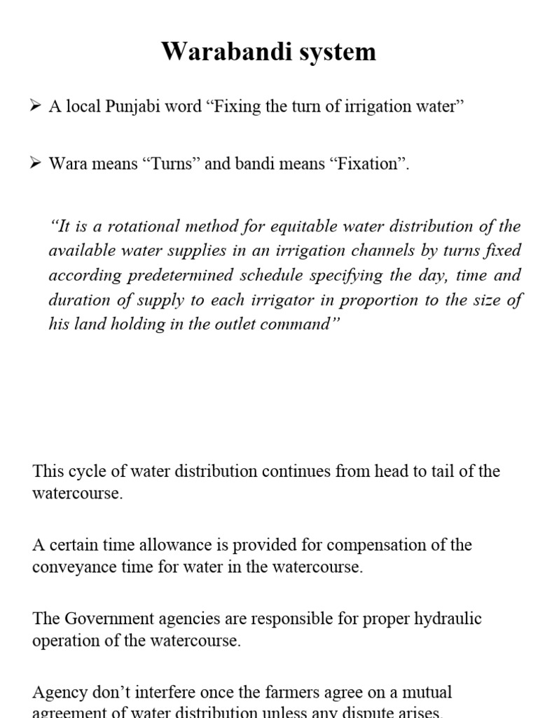 Lecture 5 - Warabandi System | PDF | Water | Hydrology
