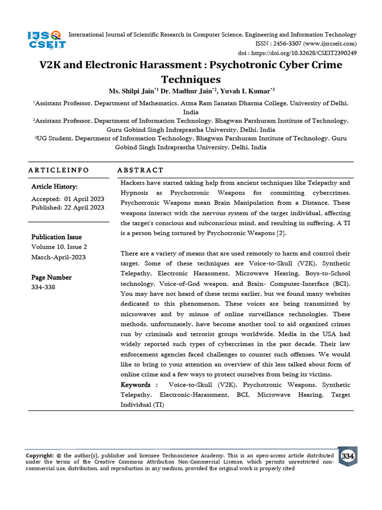 ACADEMIC-V2K and Electronic Harassment Psychotronic Cyber C | PDF ...
