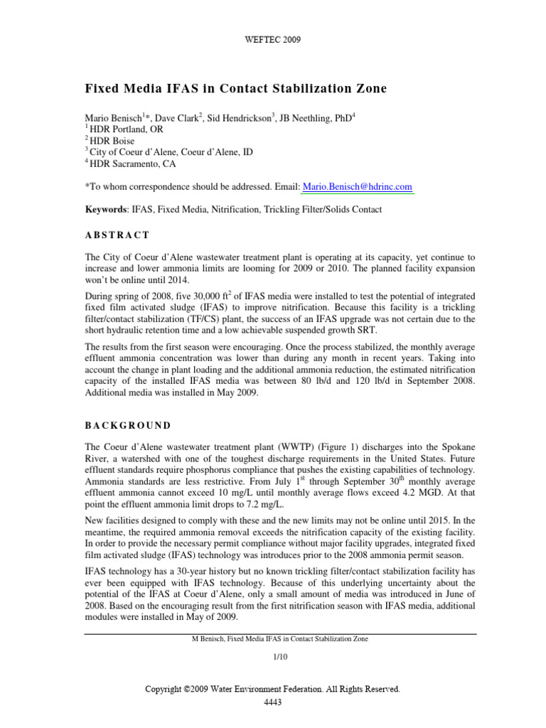 Fixed Media IFAS in Contact Stabilization Zone | PDF | Sewage Treatment ...