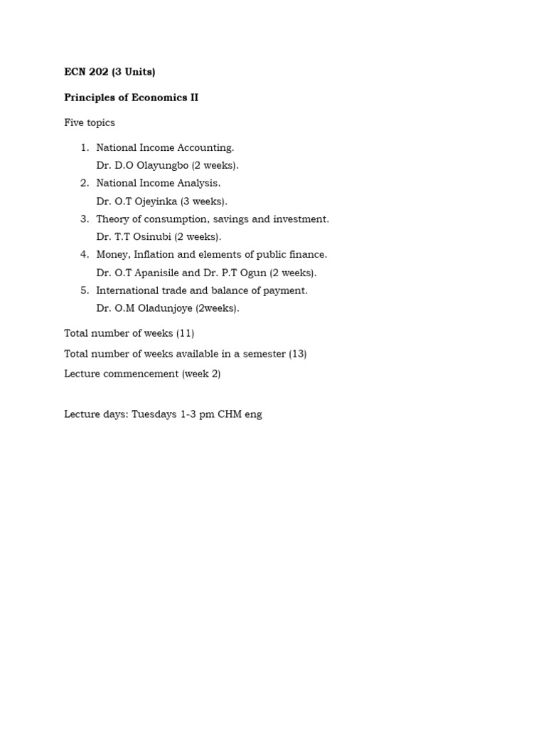 ECN 202 Note | PDF | Macroeconomics | Microeconomics