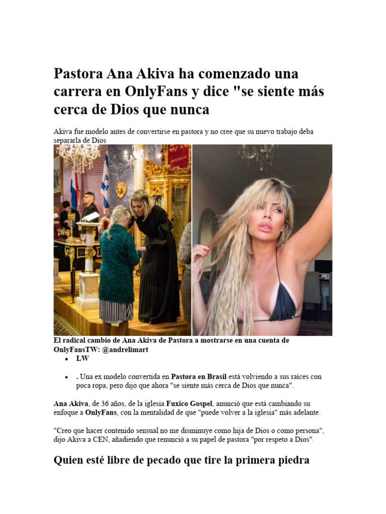 TEO - ANA AKIVA - EX - PASTORA - EVANGELICA - BRASIL. | PDF