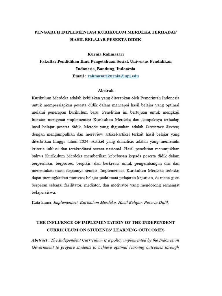 Dampak Kurikulum Merdeka pada Hasil Belajar | PDF