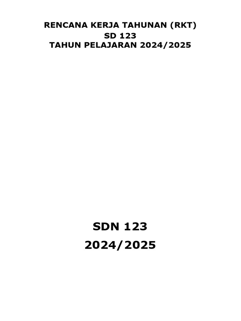 Contoh RKT - SD 123 | PDF | Karier & Perkembangan | Kesehatan Holistik